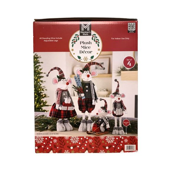 Member's Mark | Holiday | Members Mark Plush Mice Decor Set Includes 4 ...